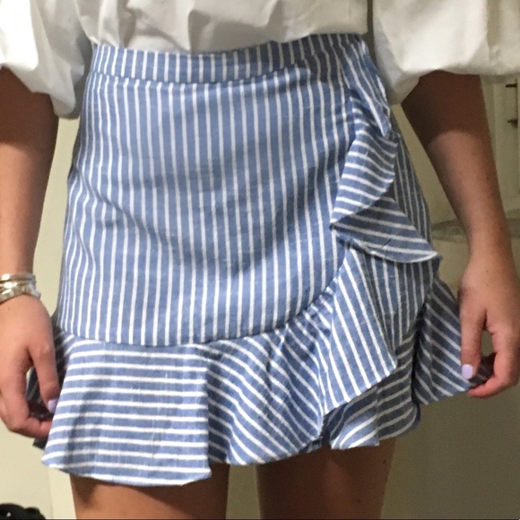 Subdued | Skirts | Subdued Blue And White Striped Mini Ruffle Skirt ...